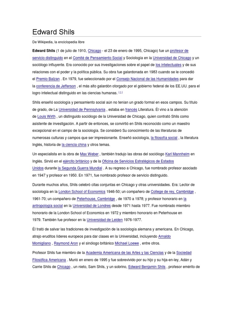 Edward Shils | PDF | Sociología | Universidad