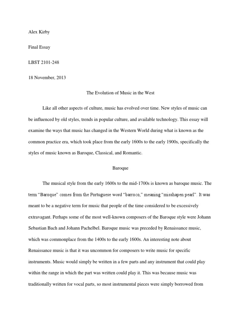 Evolution of Music-Final Project | PDF | Classical Period (Music ...