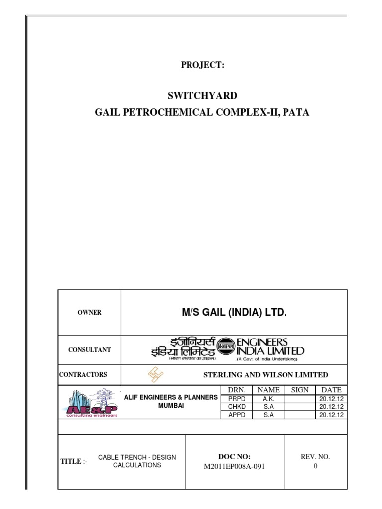 Cable Trench Design | PDF | Pressure | Materials