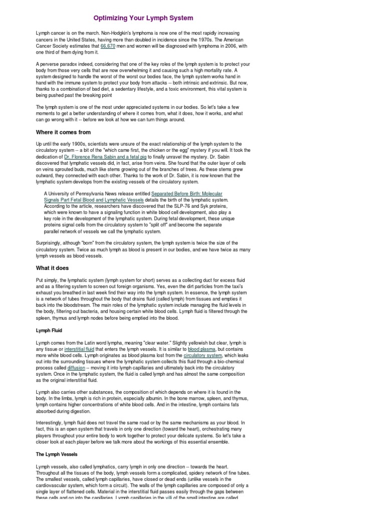 The Lymph System, Lymphoma - Alternative Cancer Therapies Newsletter ...
