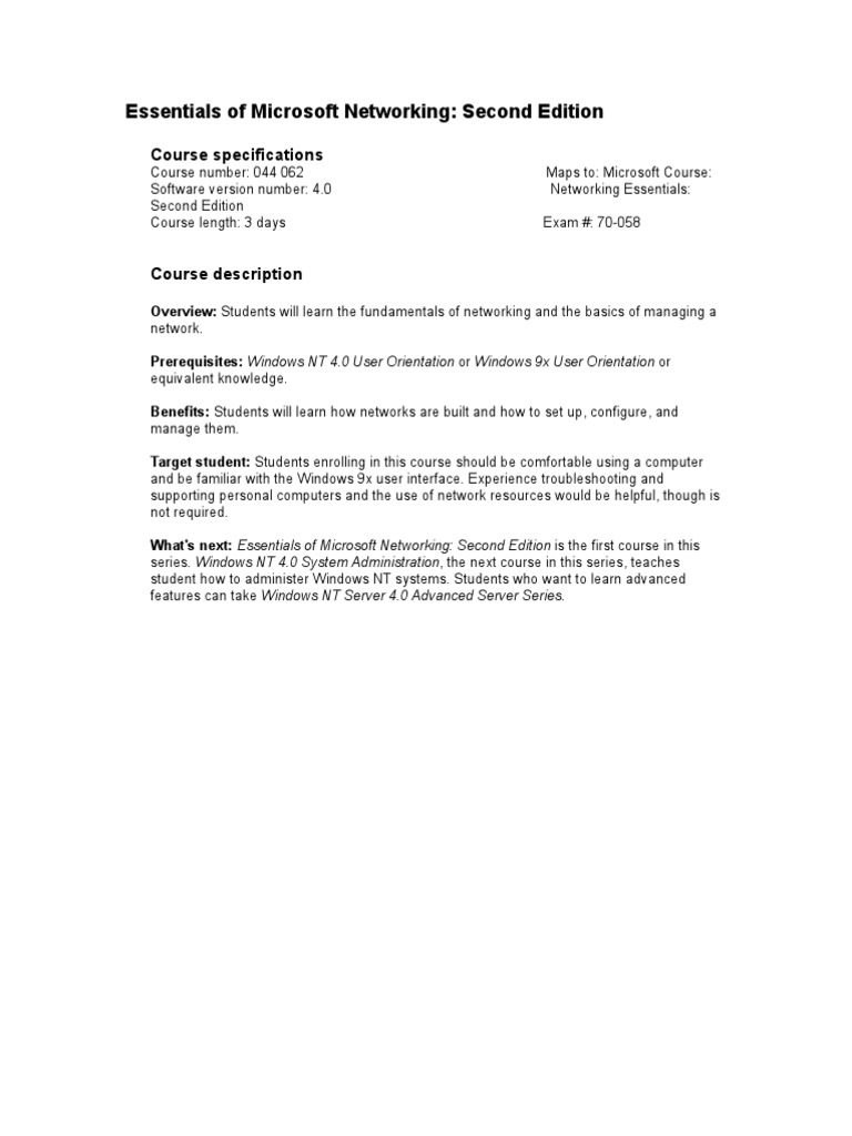 Essentials of Microsoft Networking | PDF | Osi Model | Computer Network