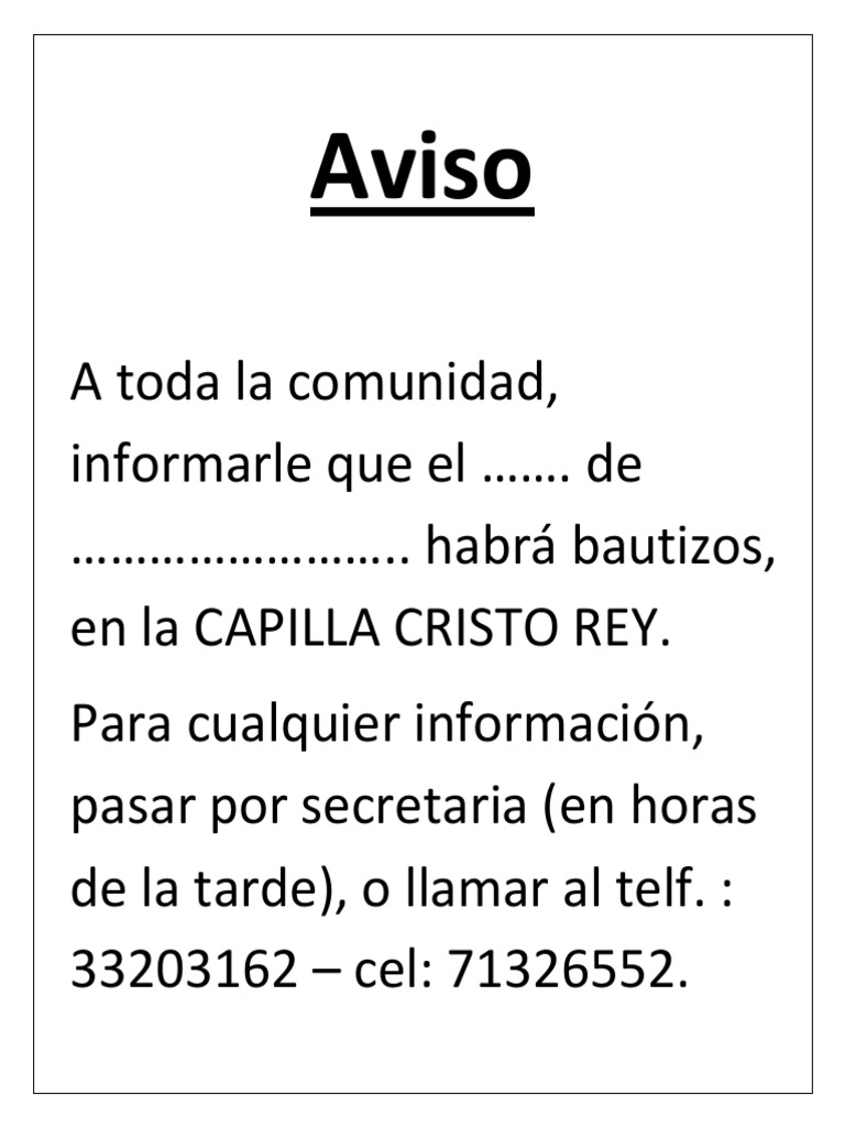 Aviso Capilla | PDF