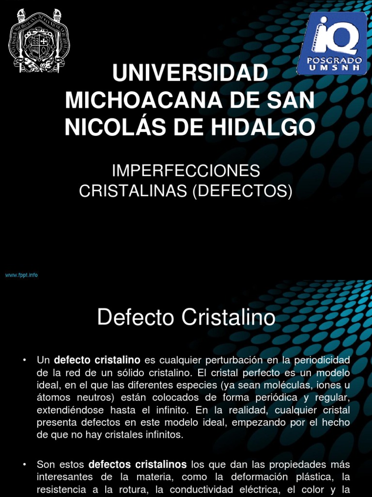 Defectos Puntuales | PDF | Defecto cristalográfico | Ciencia de los ...