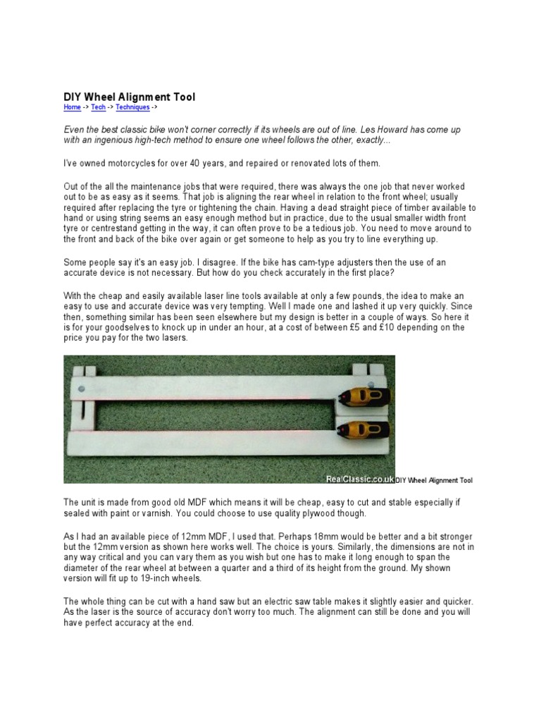 DIY Laser Wheel Alignment Tool | PDF | Screw | Industrial Processes