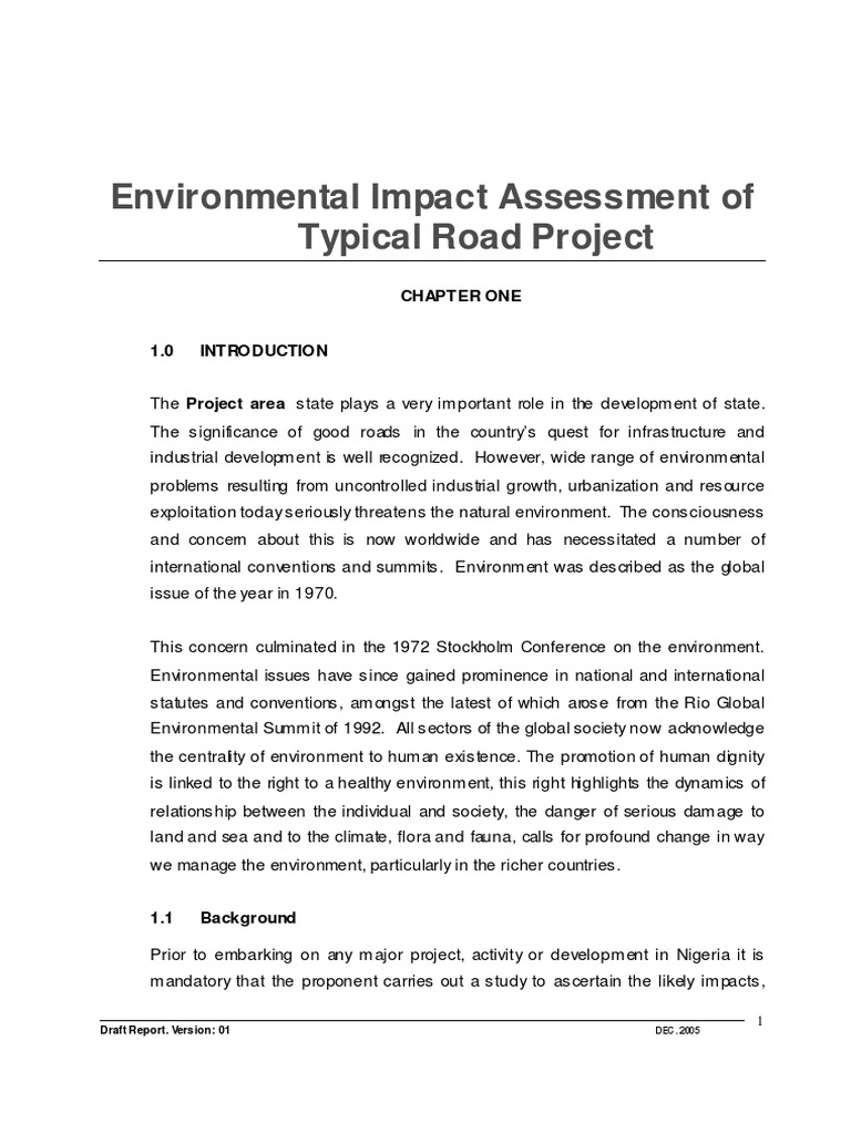 Environmental Impact Assessment of Typical Road Project | PDF ...