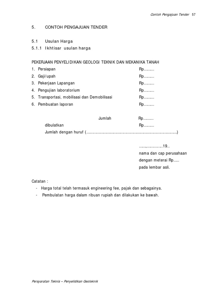 Contoh Pengajuan Tender (Bab 5) | PDF | Metode & Bahan Ajar | Sains ...