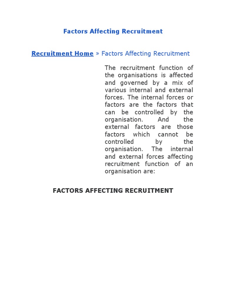 Factors Affecting Recruitment | PDF | Recruitment | Performance Appraisal