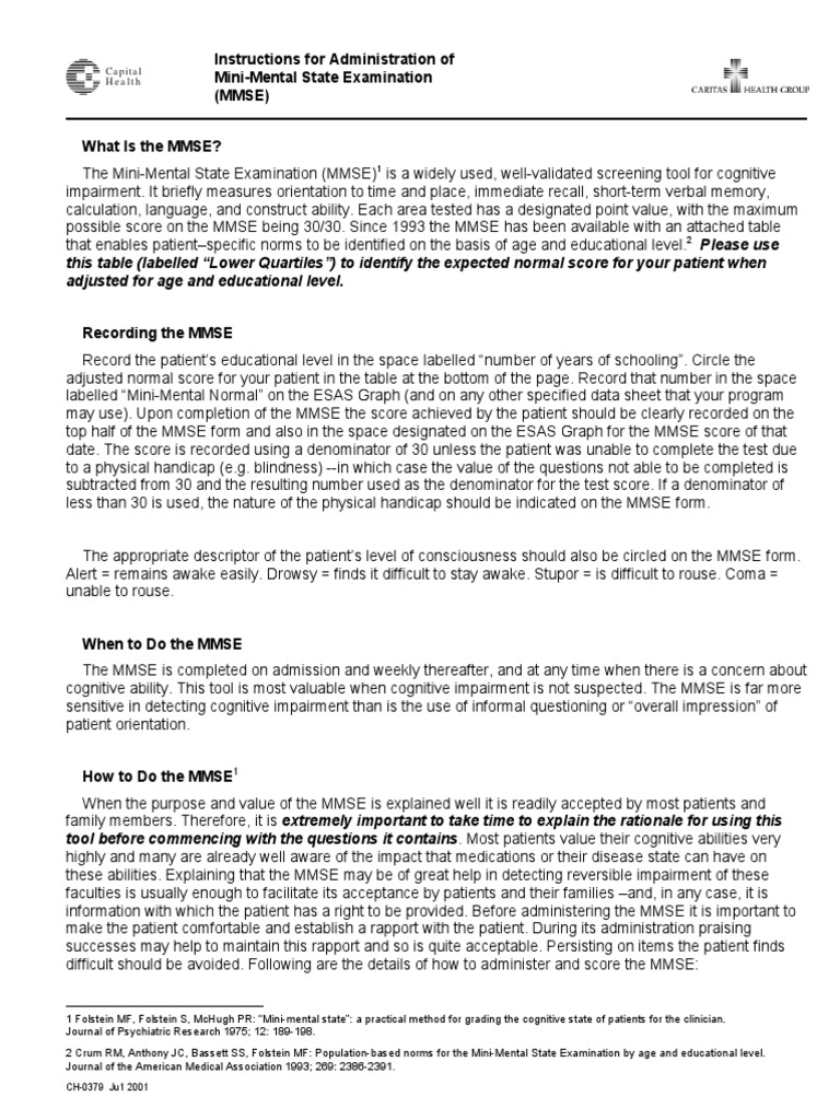 MMSE | PDF | Recall (Memory) | Test (Assessment)