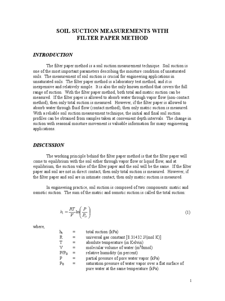 Filter Paper Test | PDF | Soil | Calibration