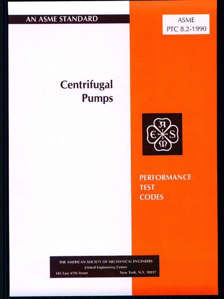 ASME PTC-8!2!1990 - Centrifugal Pump | PDF | Power (Physics) | Pressure ...