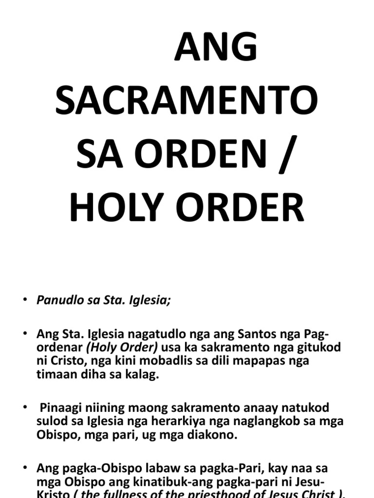 Holy Order | PDF