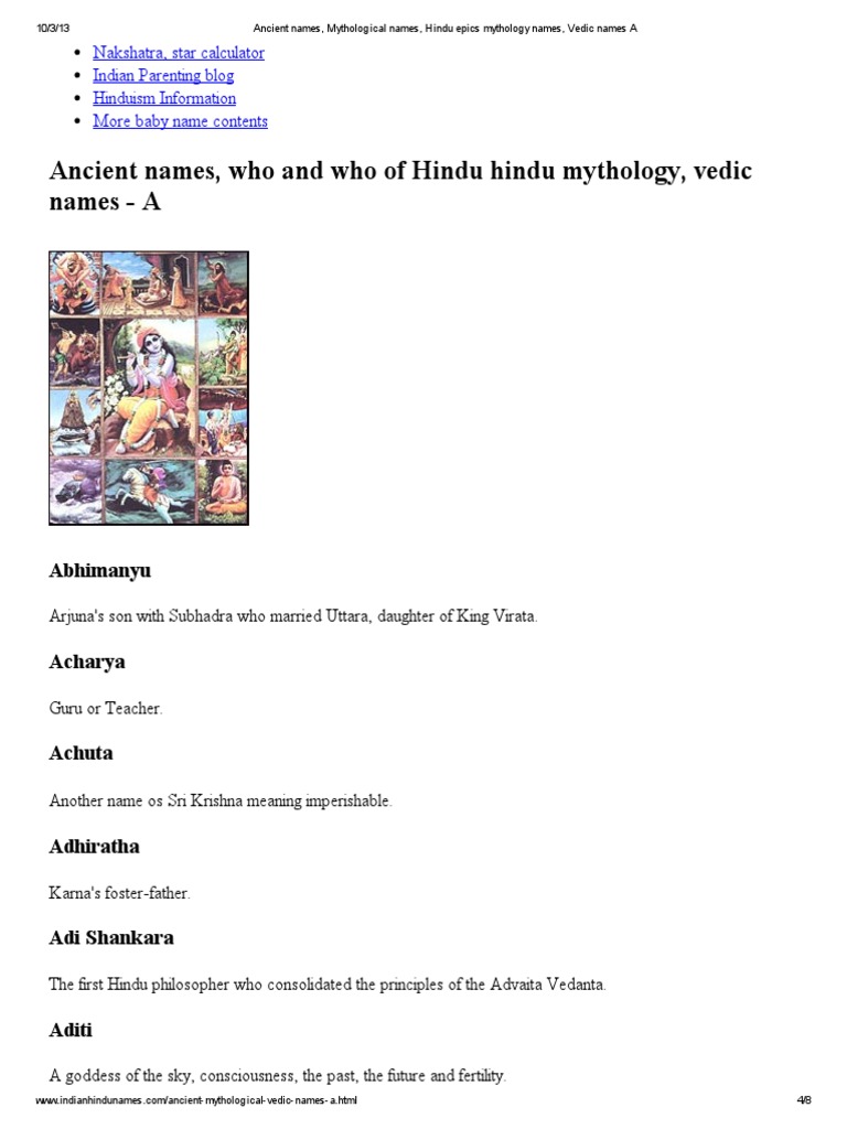 Ancient Names, Mythological Names, Hindu Epics Mythology Names, Vedic ...