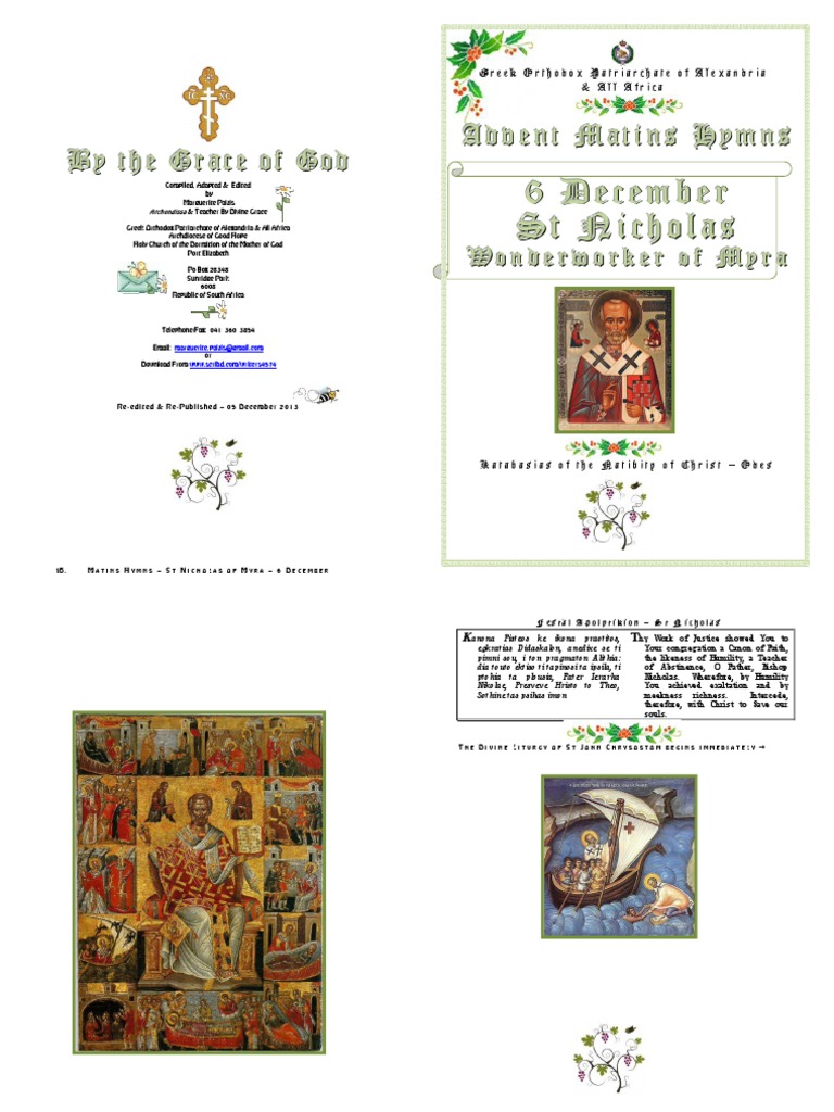 St. Nicholas of Myra: Matins Hymns | PDF | Eastern Orthodox Church | Mercy