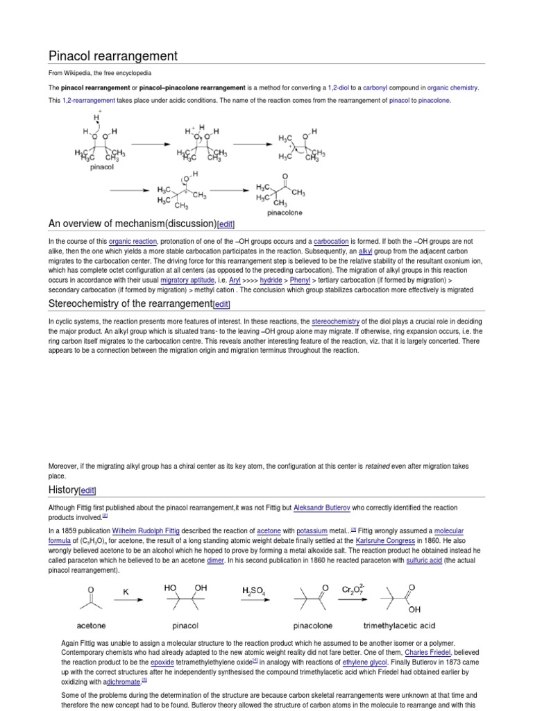 Pinacol Rearrangement | PDF | Organic Reactions | Molecules