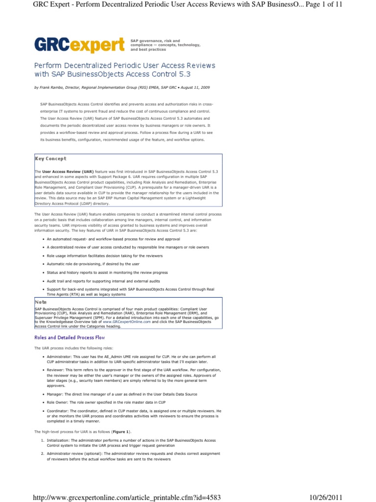 SAP GRC User Access Review Best Practices | PDF | Information Security ...