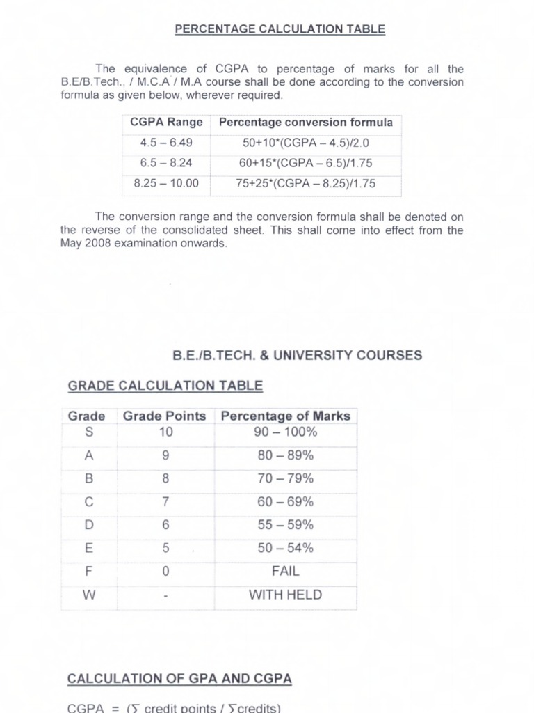 CGPA Formula | PDF