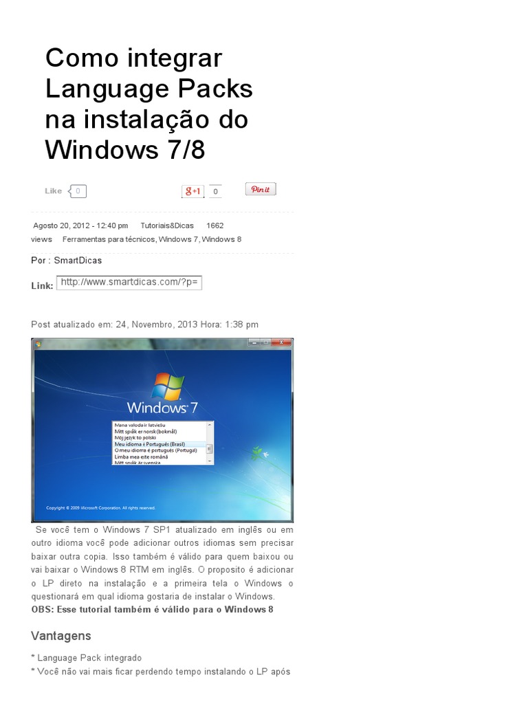 Como Integrar Language Packs Na Instalação Do Windows 7 - 8 - Smart ...
