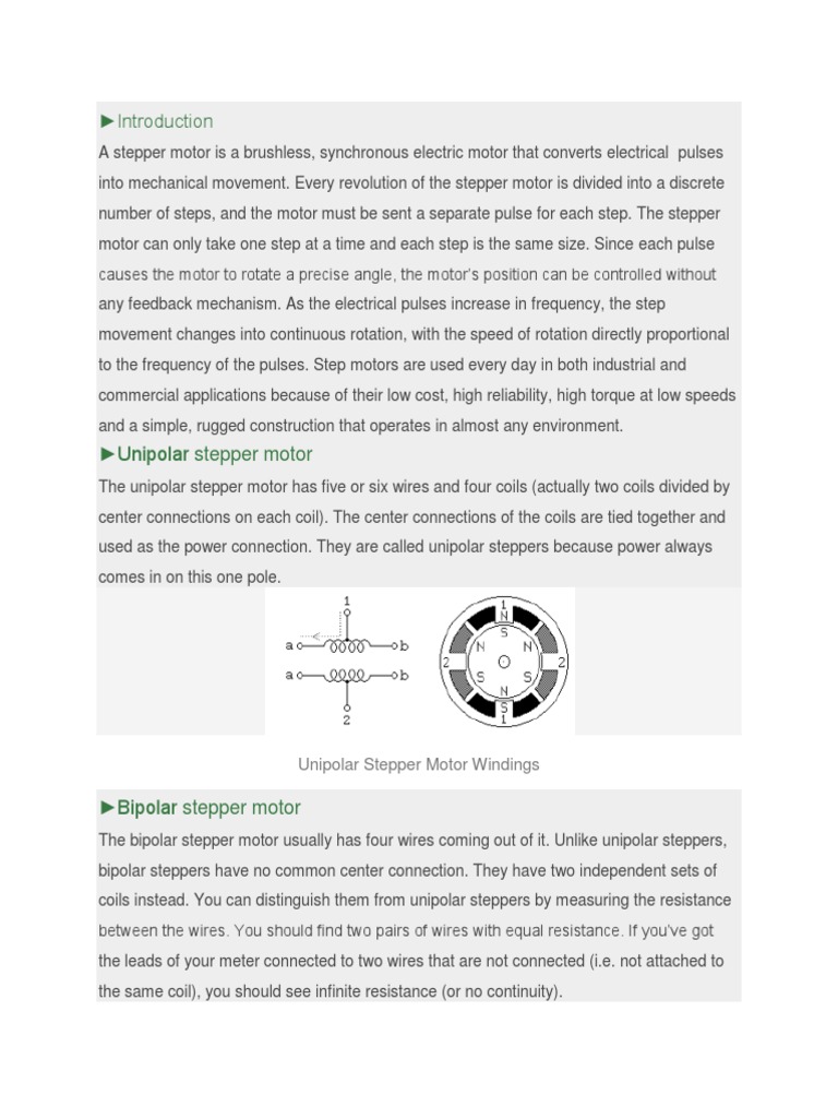 Introduction: Unipolar Stepper Motor | PDF | Electricity | Electrical ...