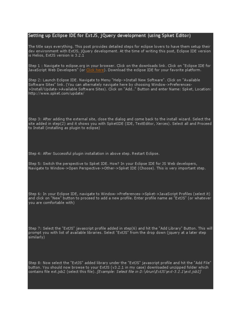 Setting Up Eclipse IDE For ExtJS | PDF | Ext Js | Eclipse (Software)