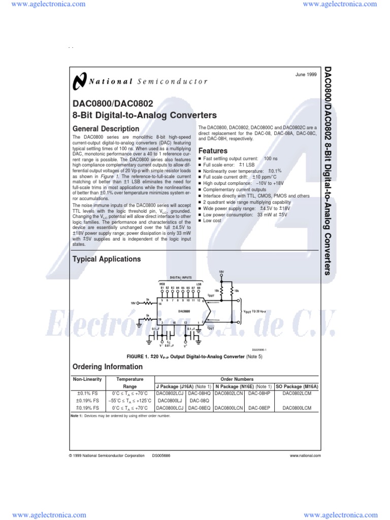 DAC0800/DAC0802 8-Bit Digital-to-Analog Converters: General Description ...