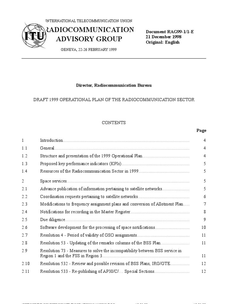 Radiocommunication Sector Plan 1999 | PDF | Itu T | Computing