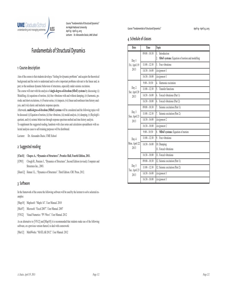 Fundamentals of Structural Dynamics | PDF | Classical Mechanics ...
