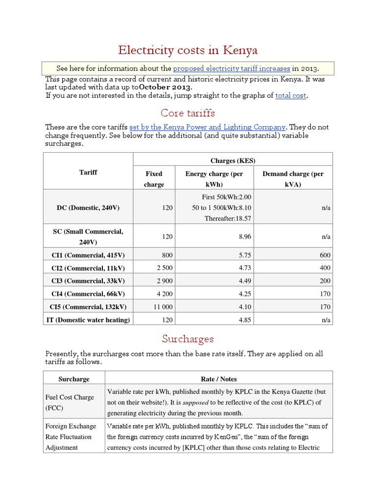 Kenya Electricity Tariff Overview 2023 | PDF | Consumer Price Index ...