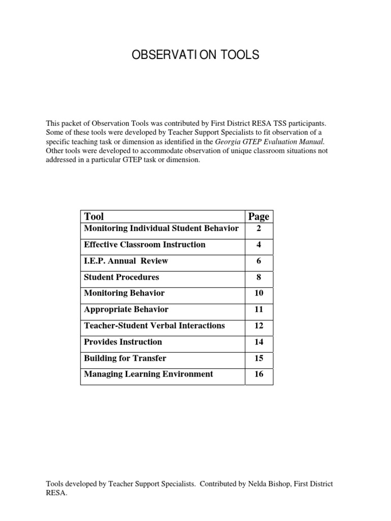 Observation Tools | PDF