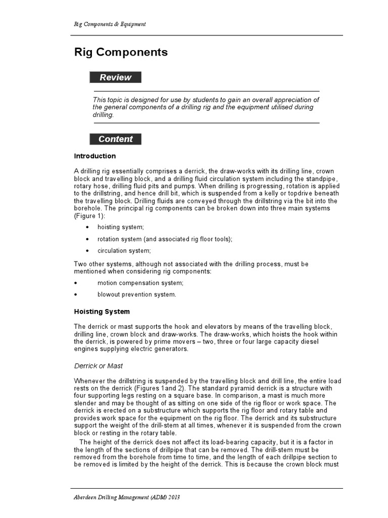 Rig Components | PDF | Drilling Rig | Blowout (Well Drilling)