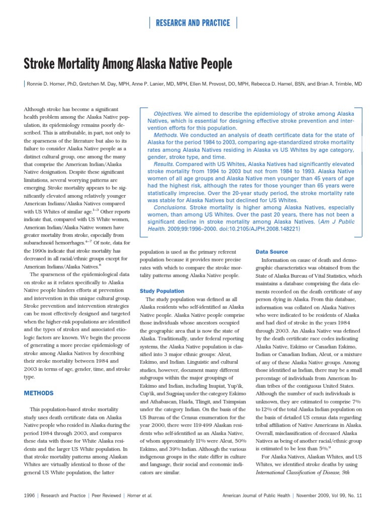 Stroke Mortality Among Alaska Native People: Research and Practice ...