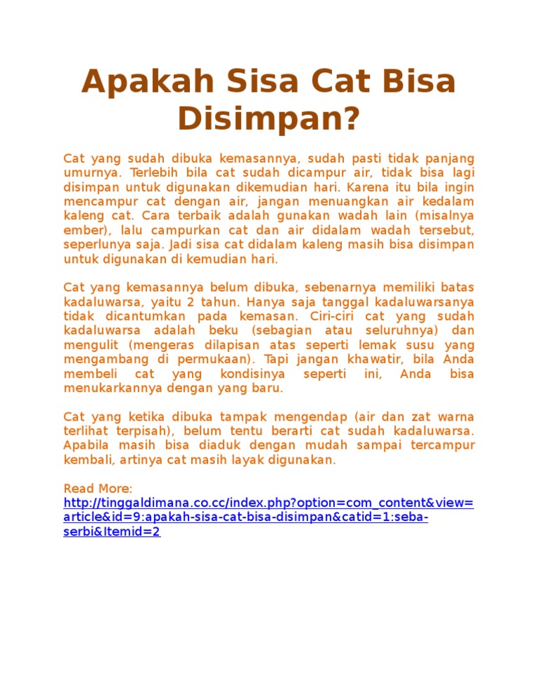 2.apakah Sisa Cat Bisa Disimpan (Web) | PDF | Griya & Taman