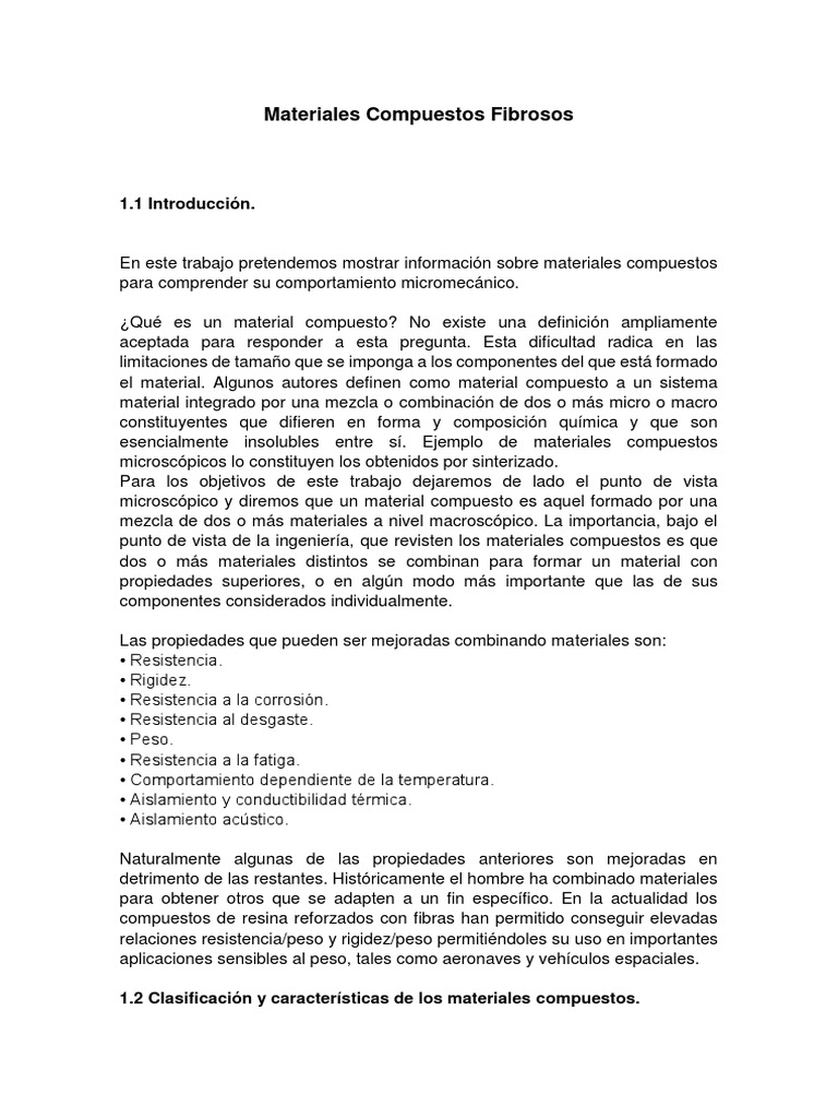 Materiales Fibrosos Ing de Materiales | PDF | Plástico reforzado con ...