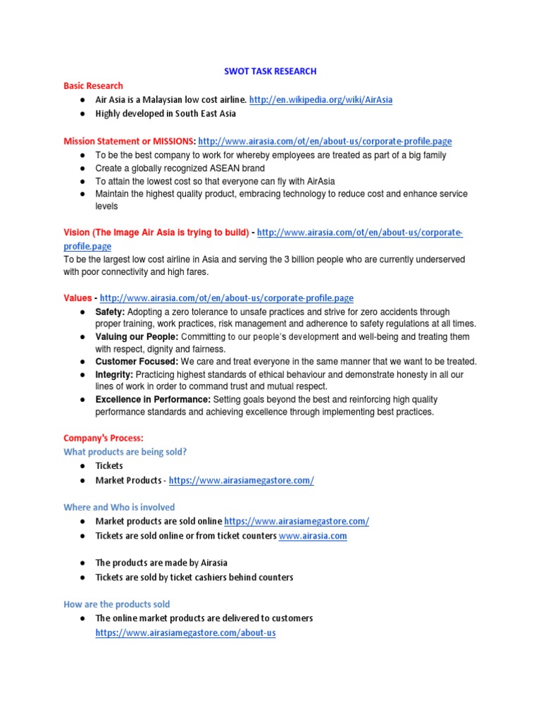 AirAsia SWOT Analysis & Insights | PDF | Websites | Employment