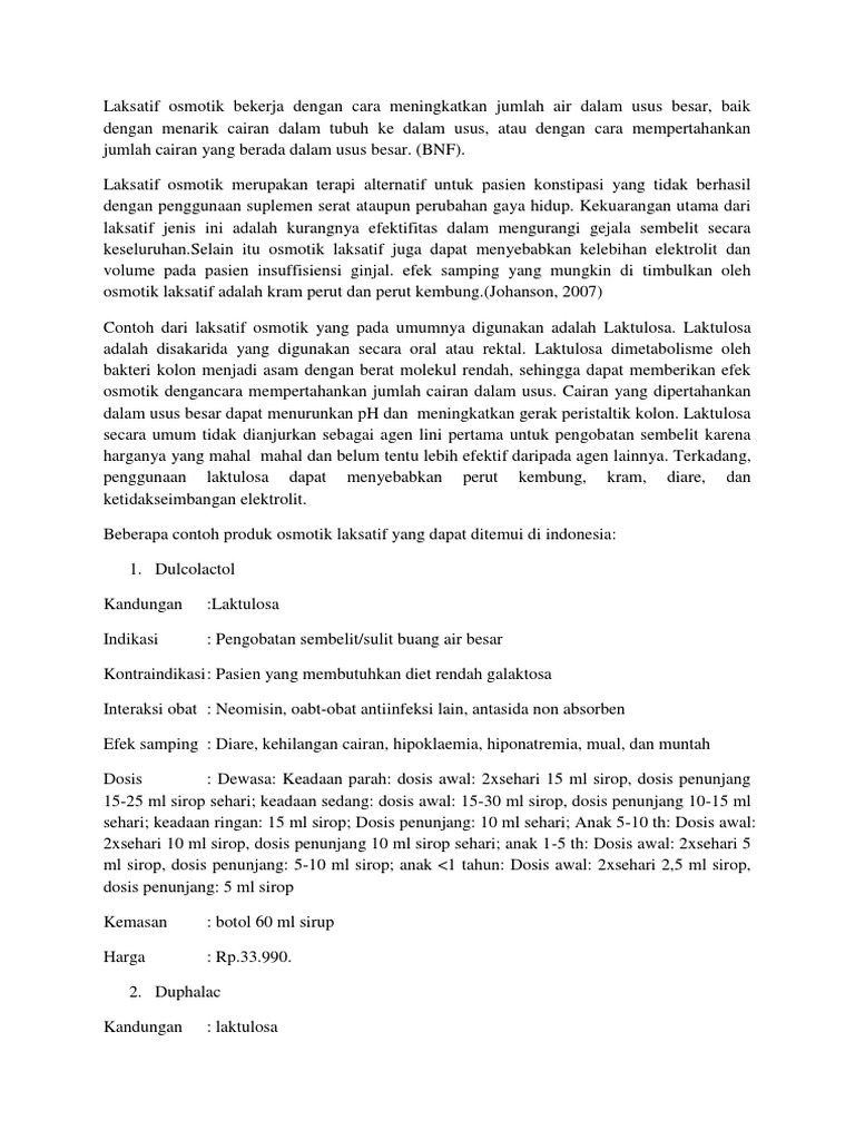 Mekanisme Kerja Laksatif Osmotik Laktulosa | PDF | Sains & Matematika ...