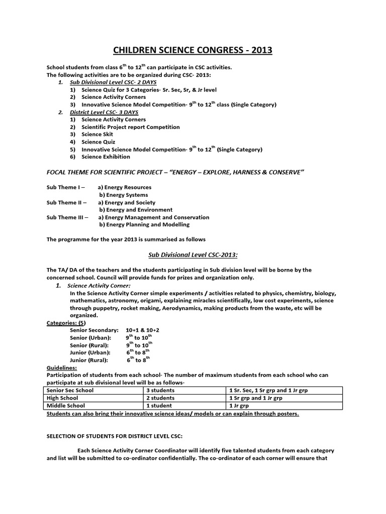 Empowering Students Through Science: An Overview of the Children ...