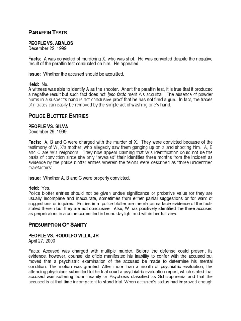 Paraffin Tests | PDF | Insanity | Insanity Defense