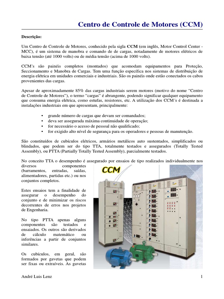 Centro de Controle de Motores - CCM.pdf | Eletromagnetismo | Eletricidade