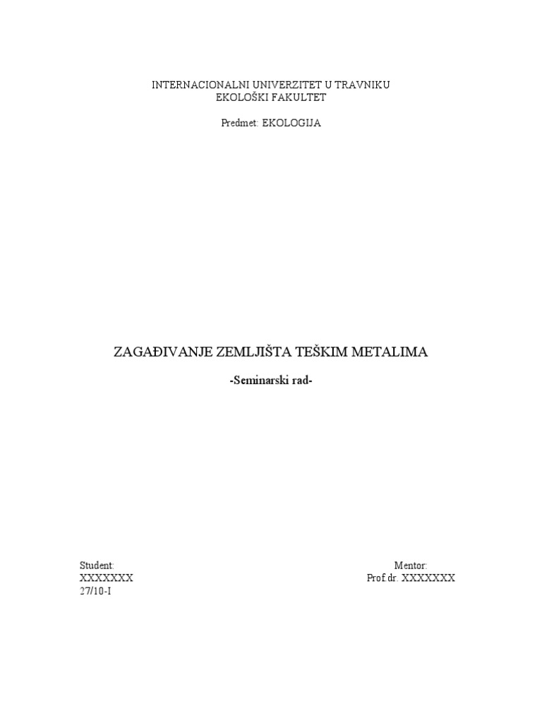 Primjer Pisanja Seminarskog Rada | PDF