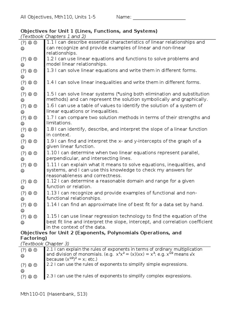 Intermediate Algebra Learning Targets | PDF | Science & Mathematics ...