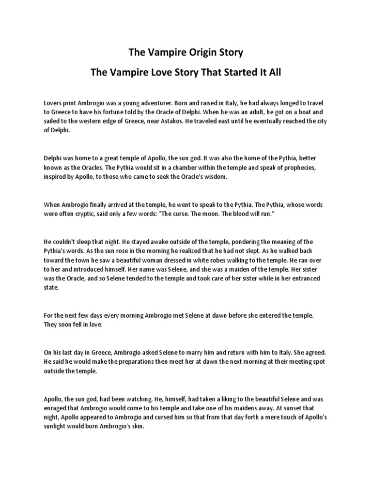 The Vampire Origin Story | PDF | Apollo | Delphi