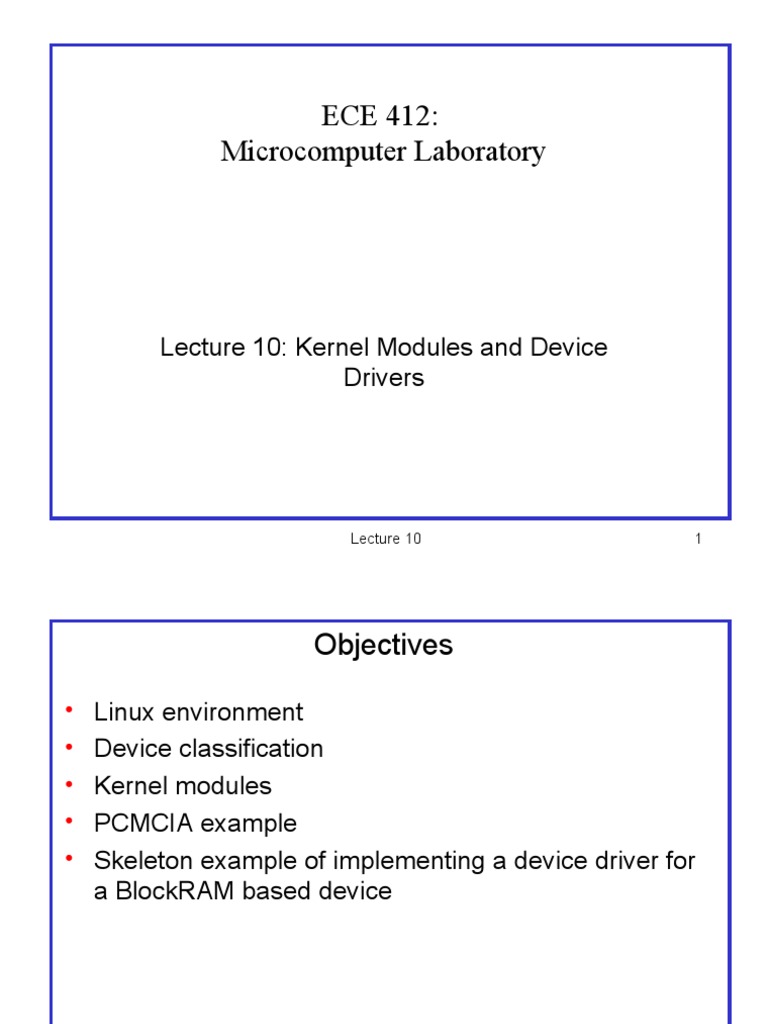 Lecture 10 | PDF | Kernel (Operating System) | Device Driver