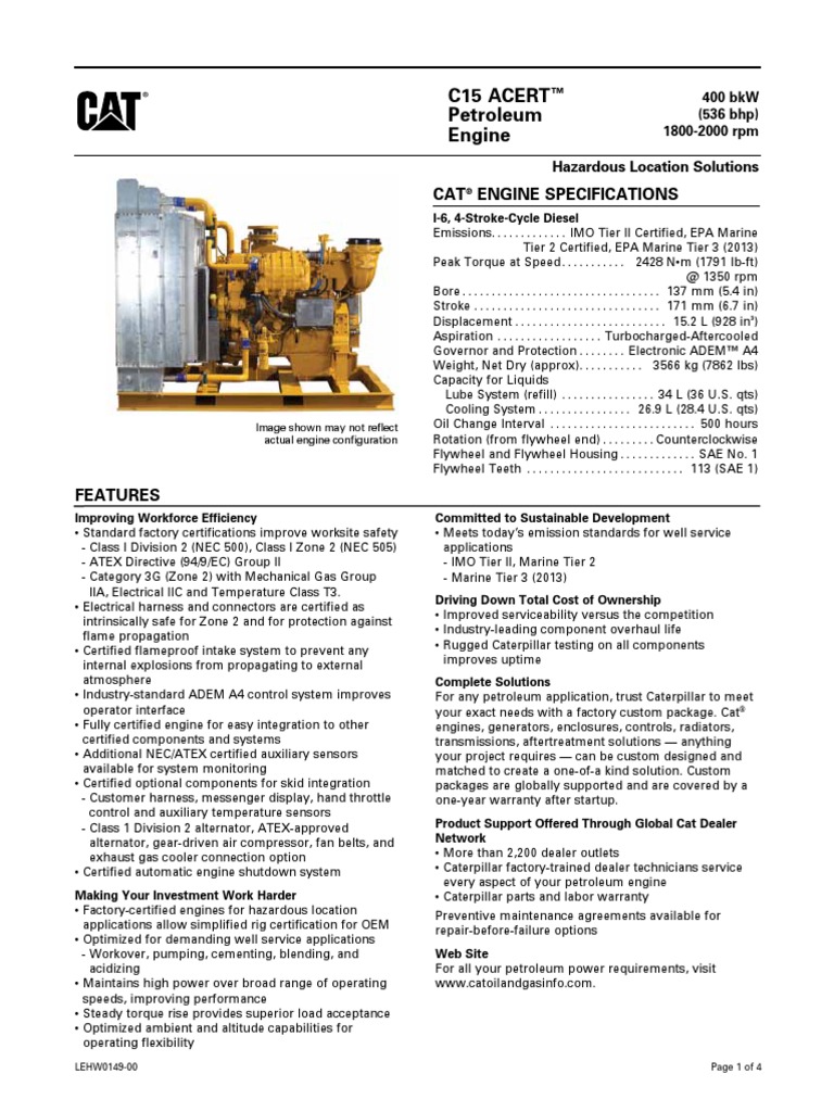 C15 Acert Spec Sheet | PDF | Engines | Turbocharger