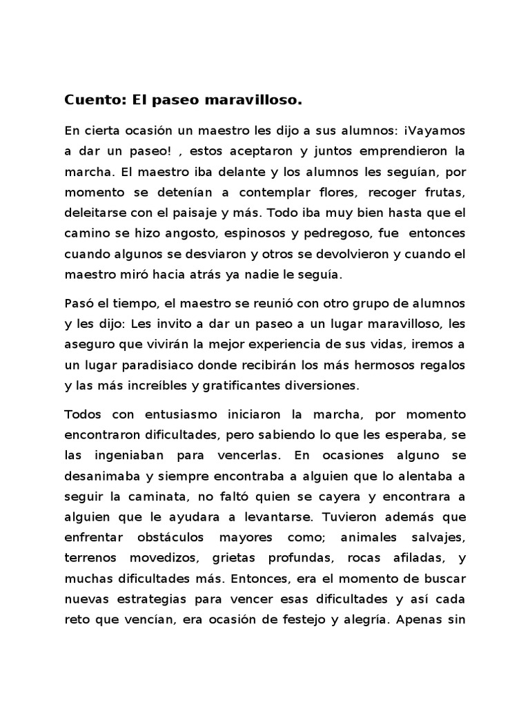 Cuento El Paseo Maravilloso | PDF | Ocio