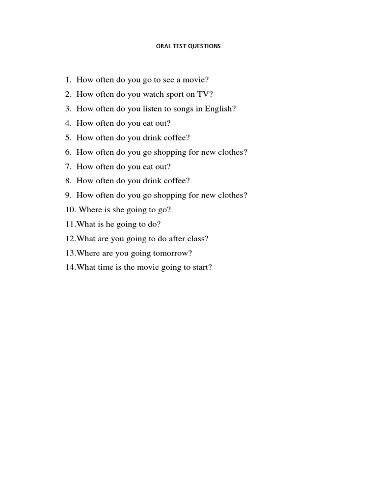 Oral Test Questions | PDF