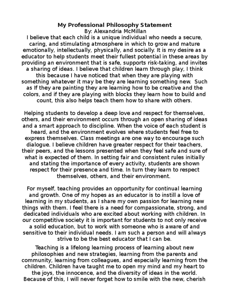 Philosophy Statement