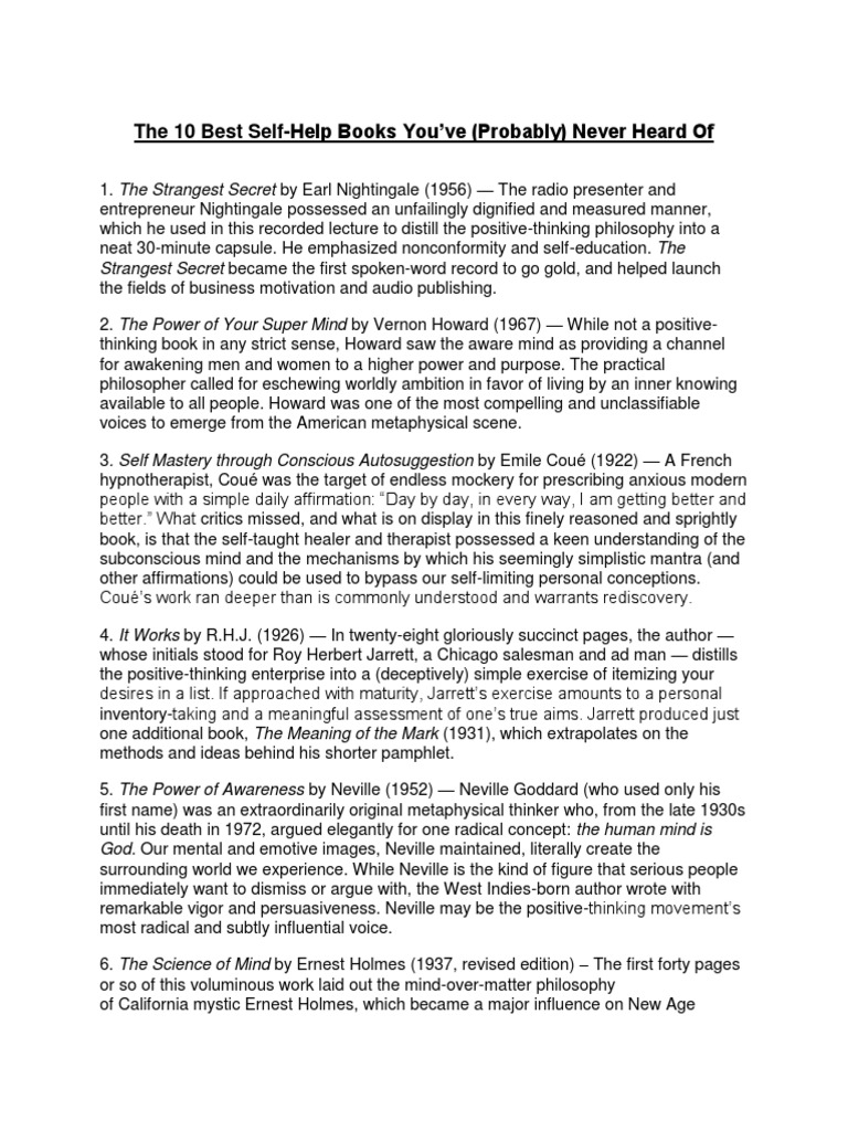 The 10 Best Self-Help Books | Download Free PDF | Psychology ...