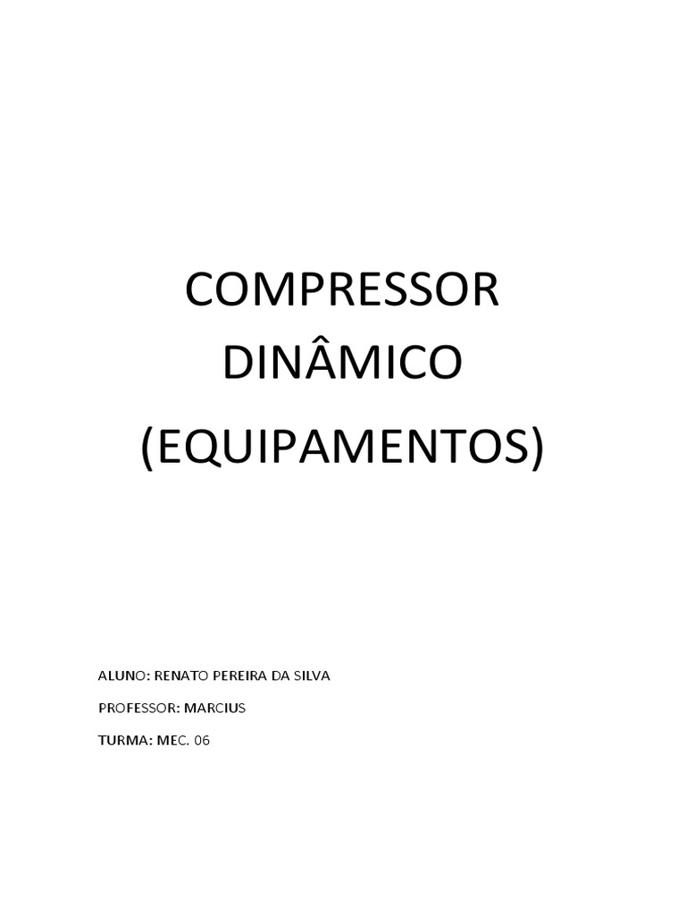 Compressor Dinâmico | PDF | Engenharia Mecânica | Gases