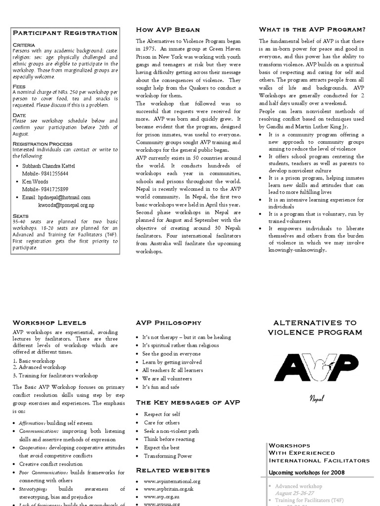 Participant Registration How AVP Began: What Is The AVP Program? | PDF ...