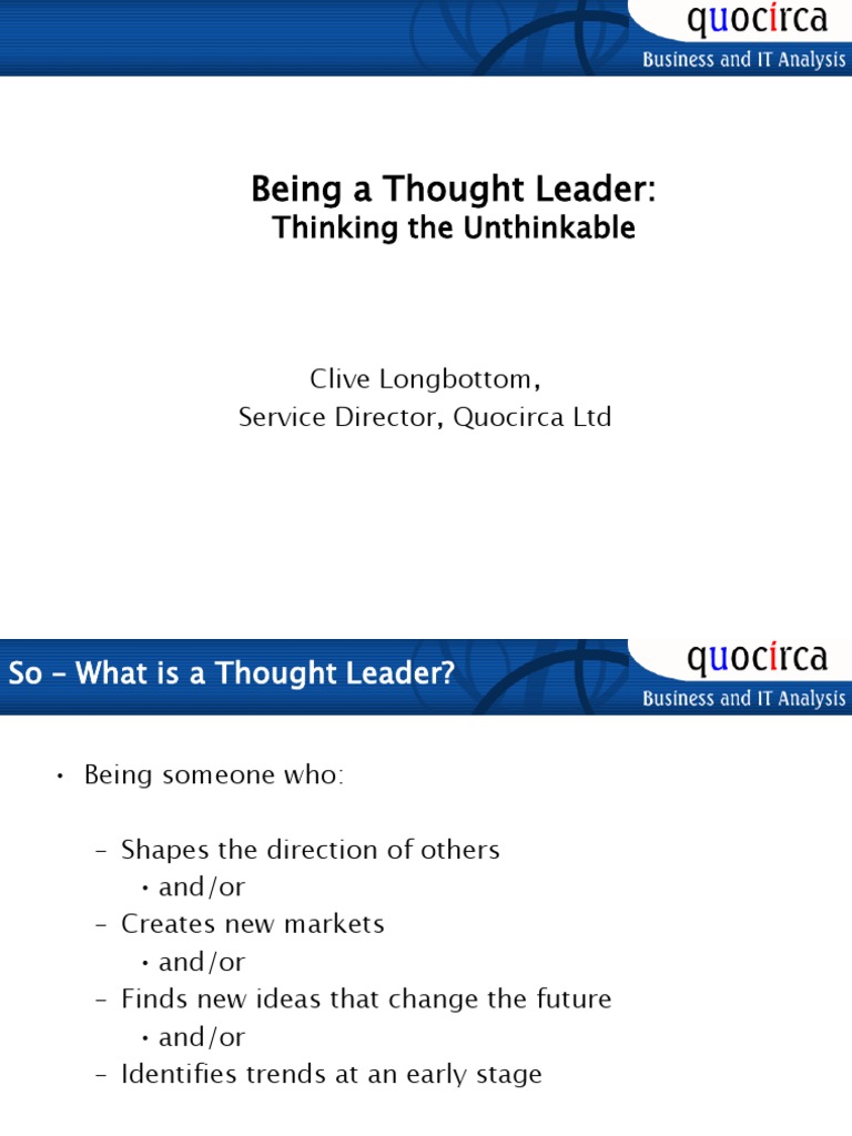 Being A Thought Leader | PDF