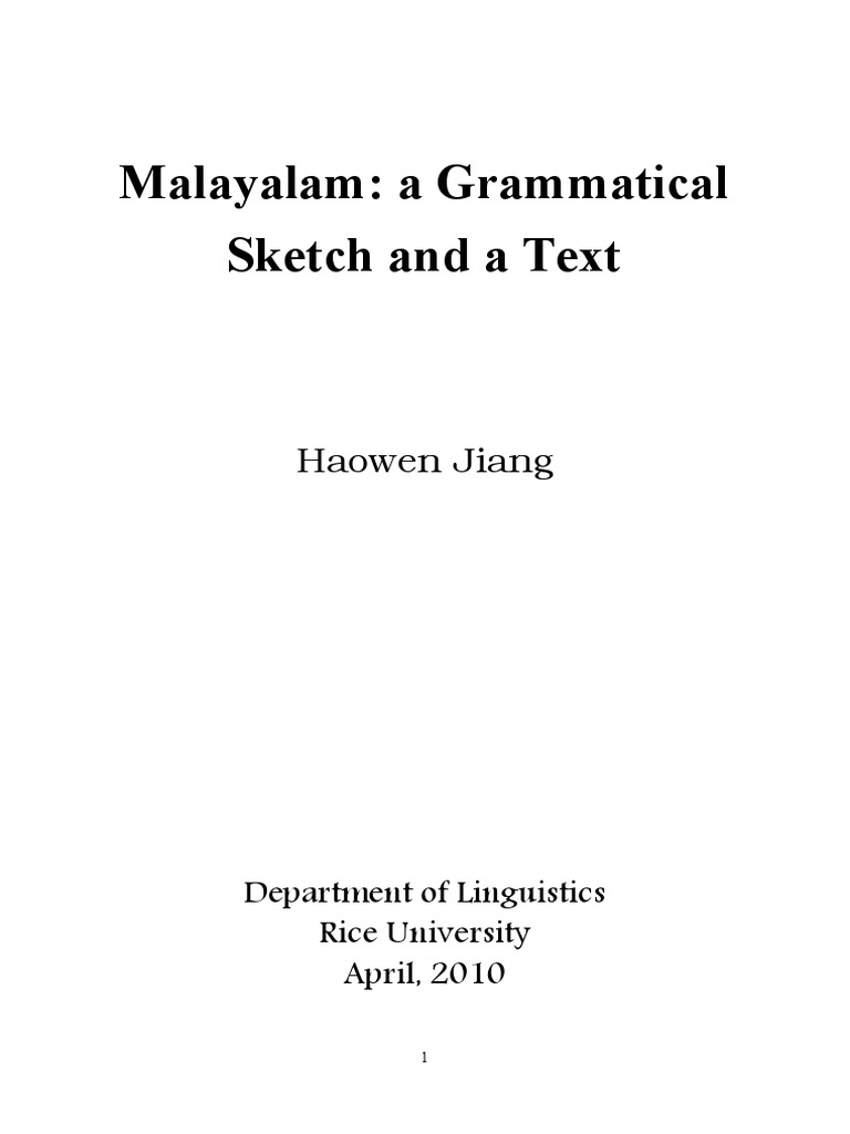 Malayalam Grammar and Text Analysis | PDF | Syllable | Grammatical Number